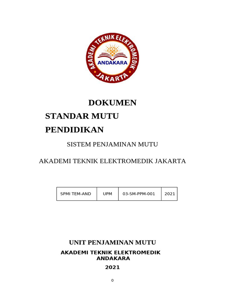 Standar Mutu Pendidikan ATEM 2021 | PDF