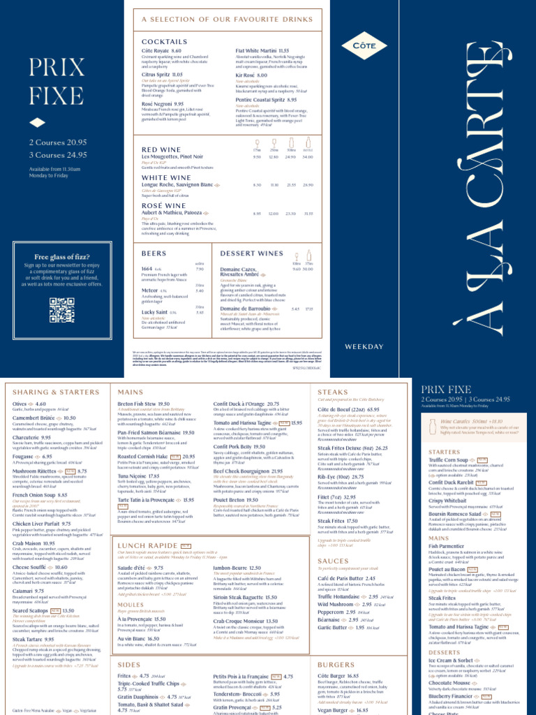 Weekday Menu and Drink Offers | PDF | French Cuisine | Cuisine
