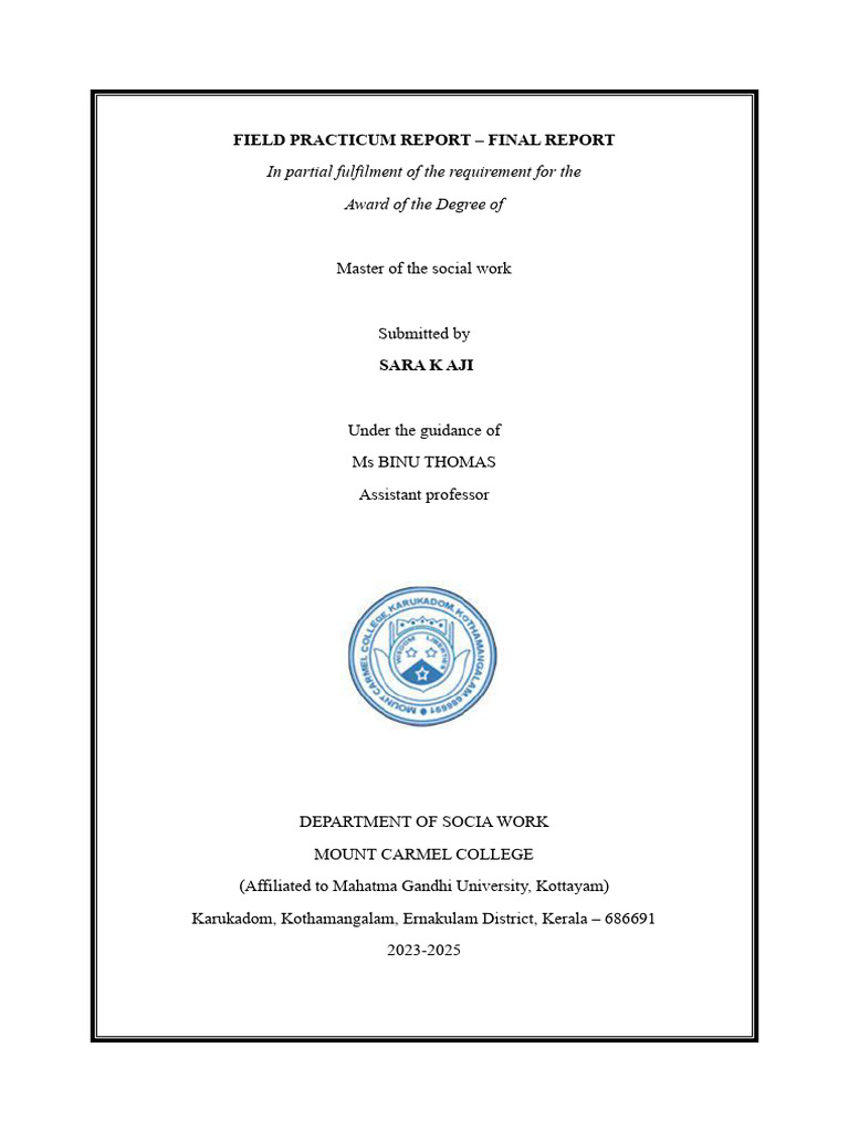 Field Practicum Report - Docx 333 | PDF