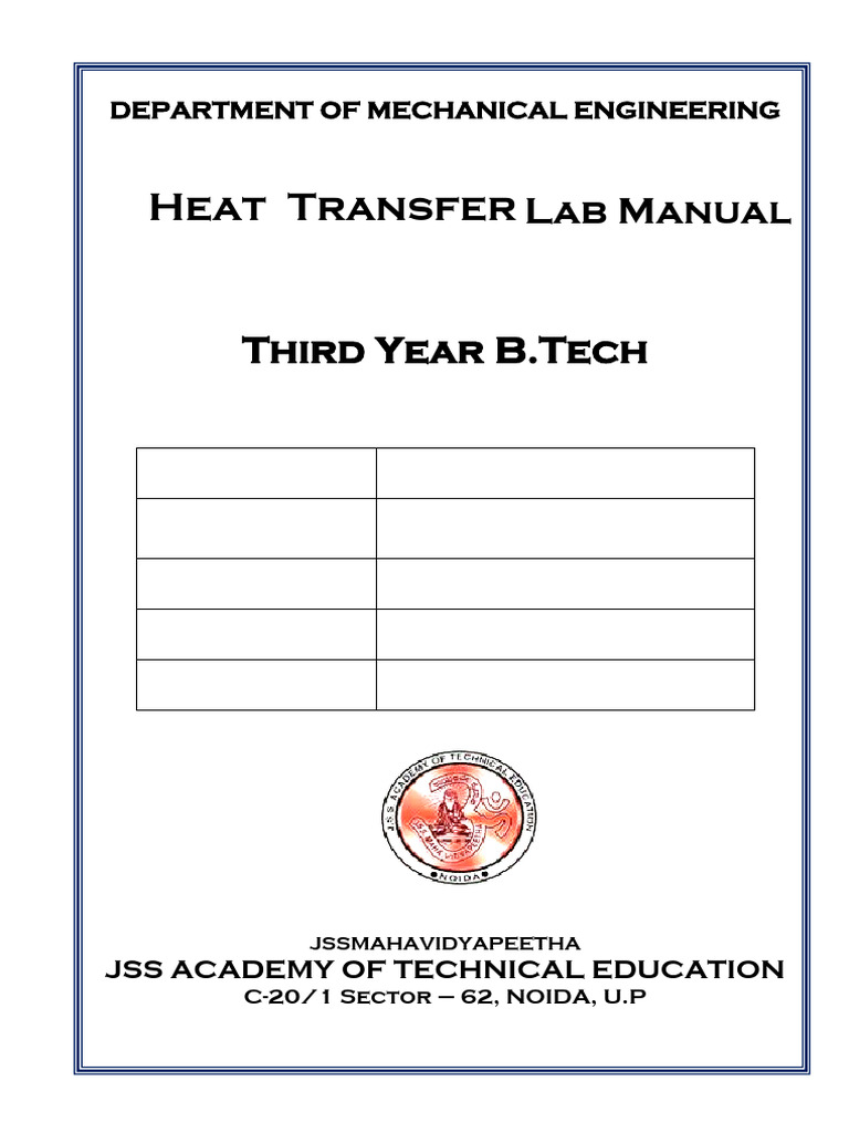 Heat & Mass Transfer Lab Manual | PDF | Heat Transfer | Engineering