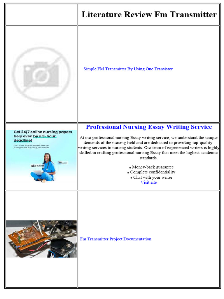 Literature Review FM Transmitter | PDF | Frequency Modulation | Transmitter
