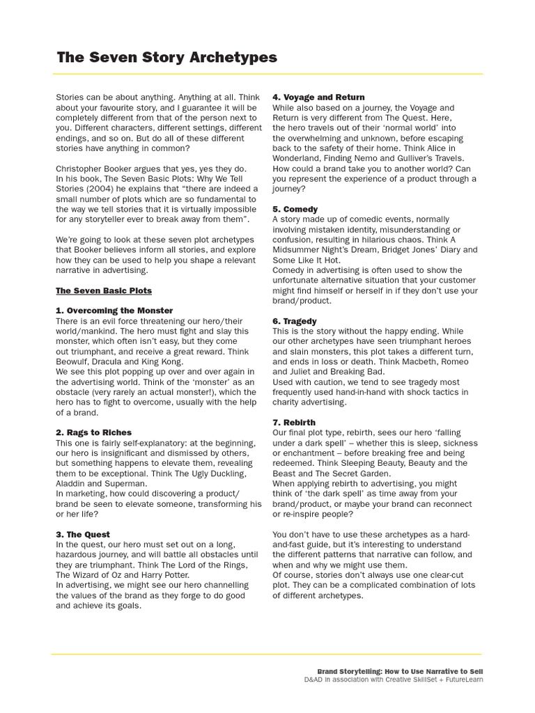 Seven Story Archetypes in Advertising | PDF | Quest | Narrative