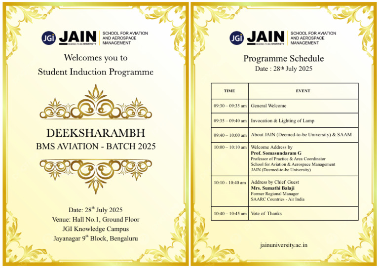 Programme Schedule - Bms Aviation - Batch 2025 | PDF