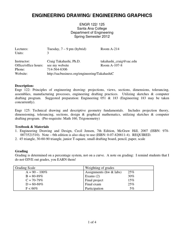 Engineering Drawing/ Engineering Graphics: Description | PDF ...