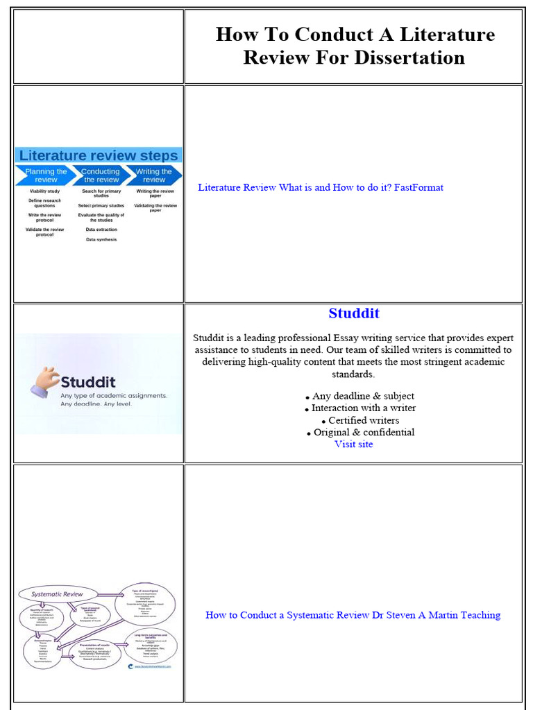 How To Conduct A Literature Review For Dissertation | PDF | Thesis | Essays