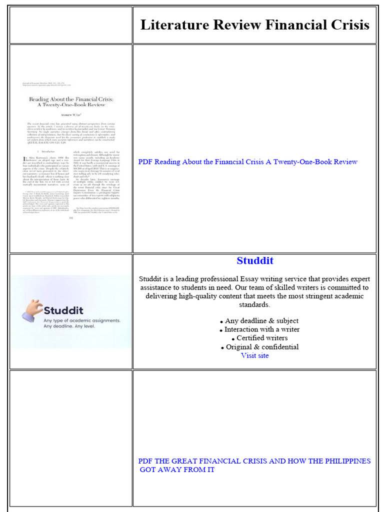 Literature Review Financial Crisis | PDF | Financial Crises ...
