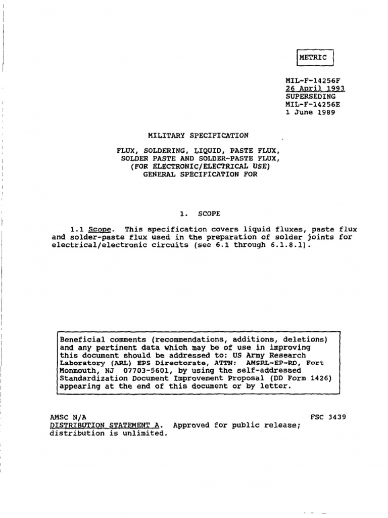 Military Specification for Solder Flux | PDF | Solder | Water