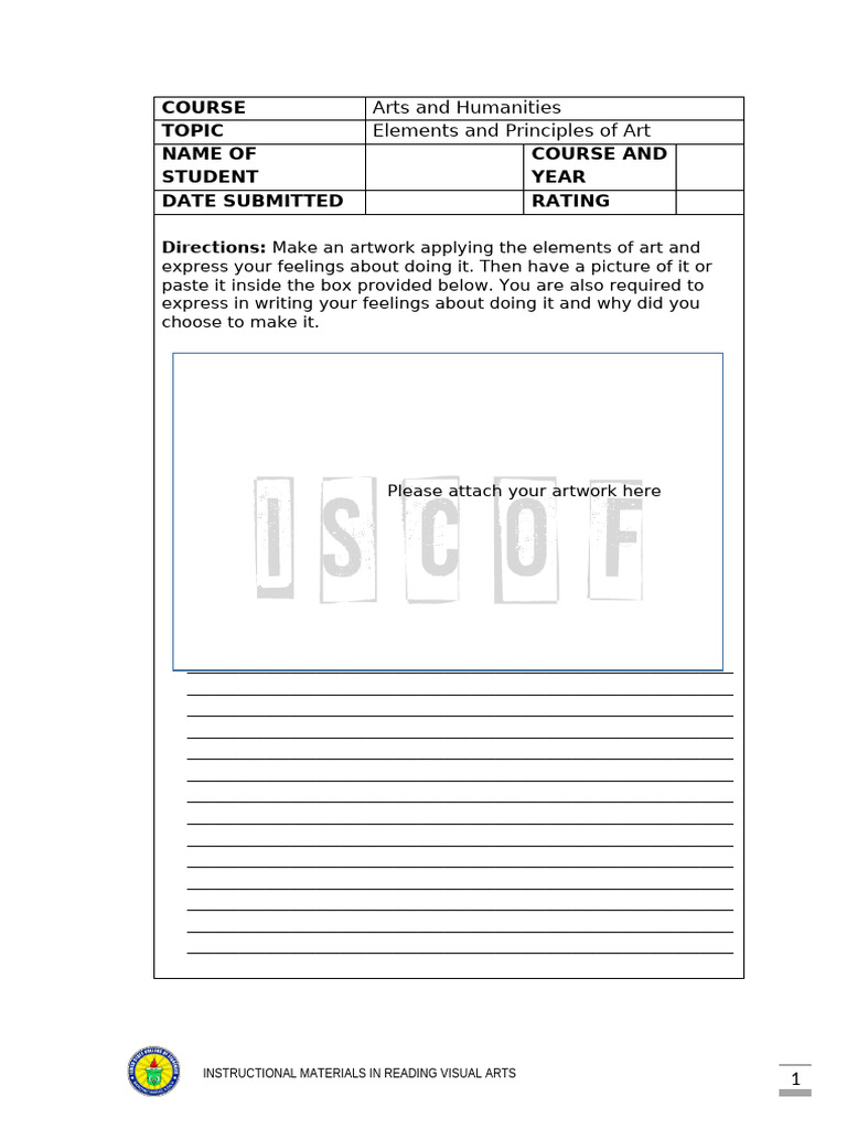 Elements of Art Worksheet | PDF