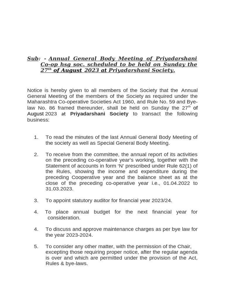 AGM Meeting Format | PDF