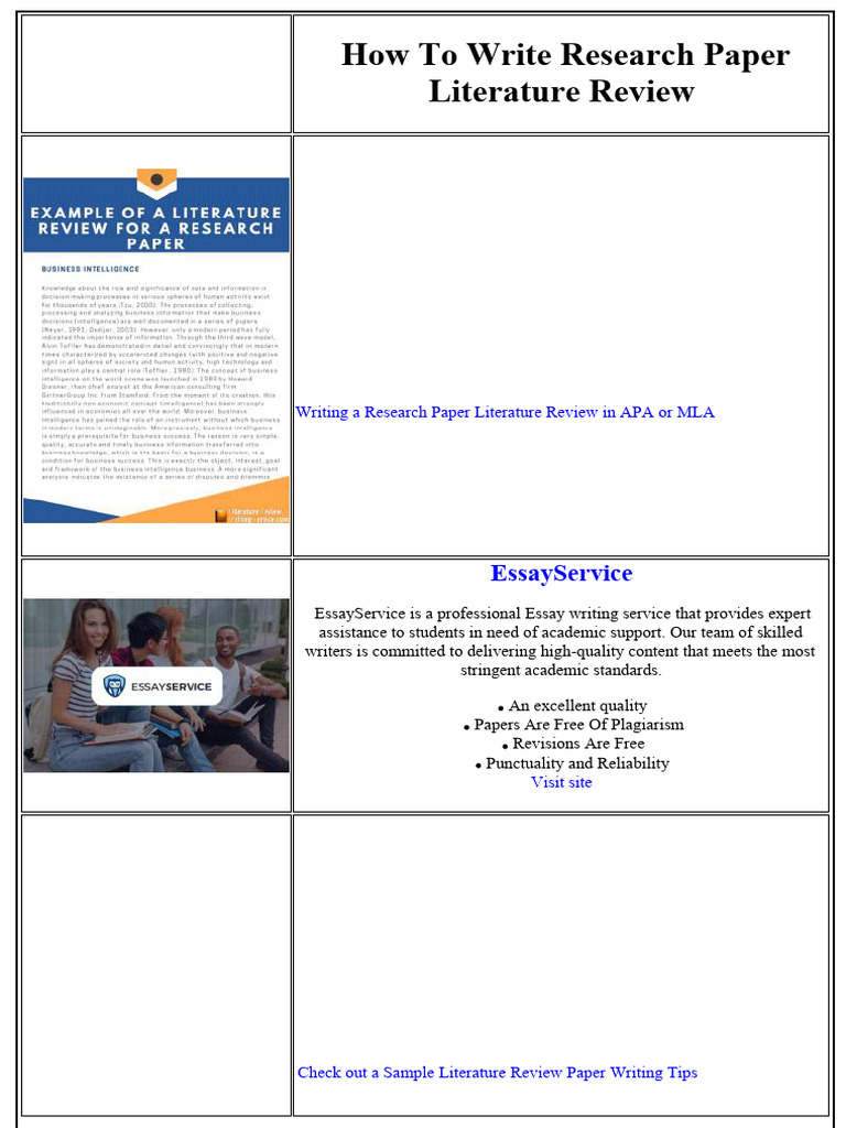 How To Write Research Paper Literature Review | PDF
