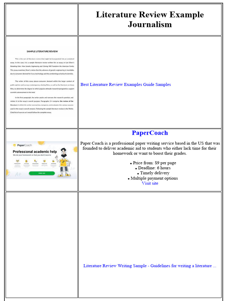 Literature Review Example Journalism | PDF | Essays | Thesis