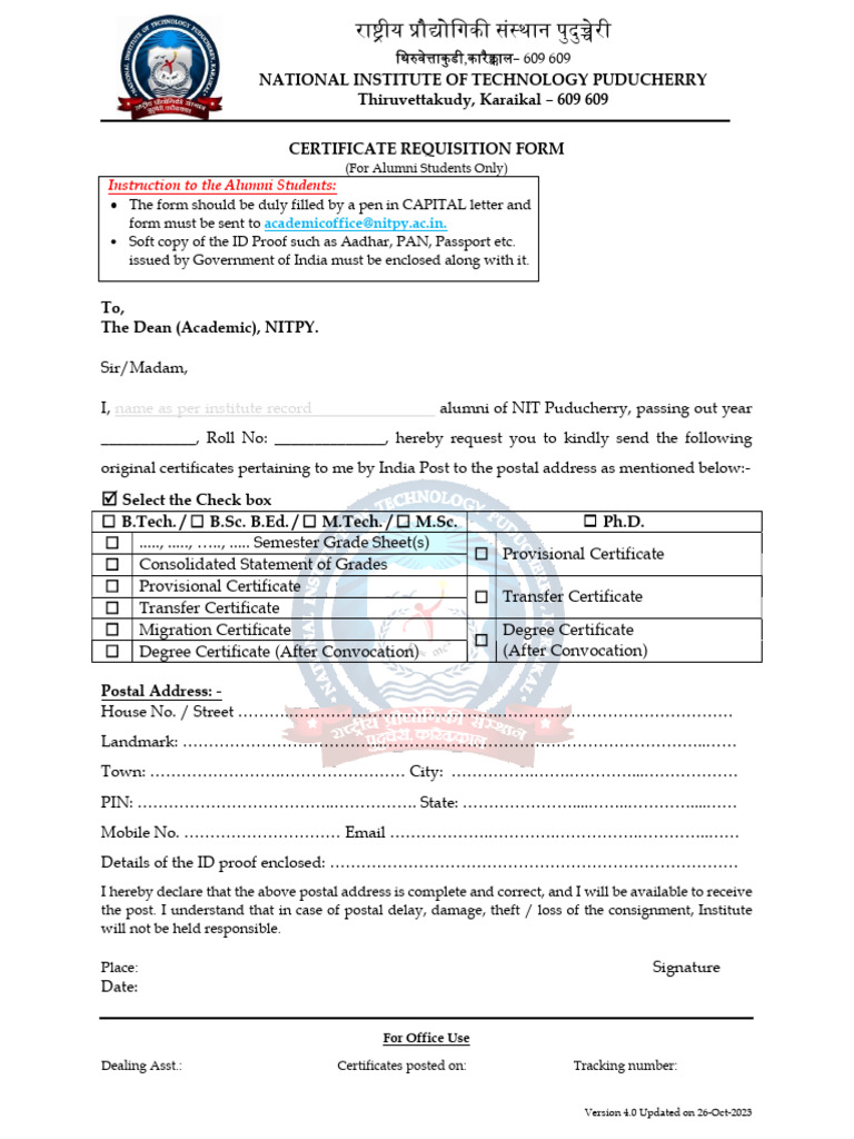 Certificate Requisition Form2022 | PDF | Authentication | Government And Personhood
