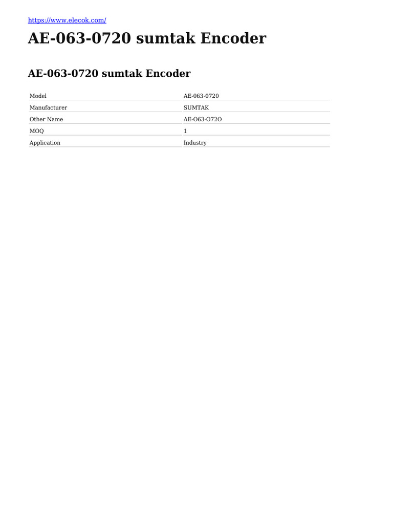 AE 063 0720 Sumtak Encoder (En) | PDF
