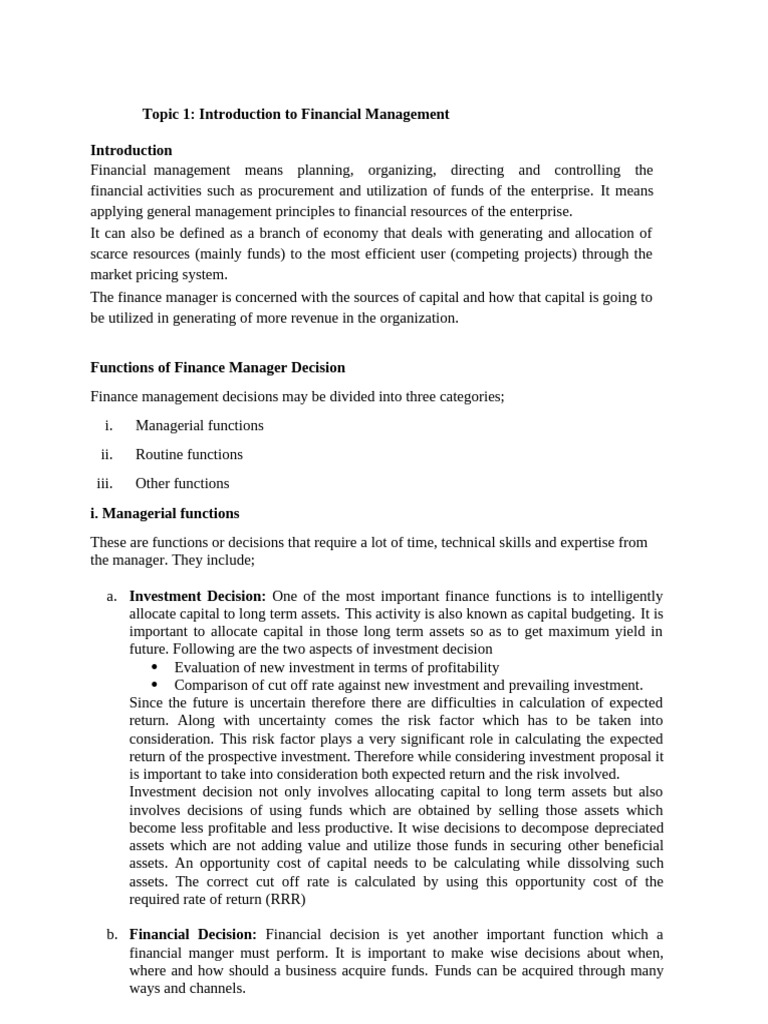 Financial Management Overview and Functions | PDF | Audit | Dividend
