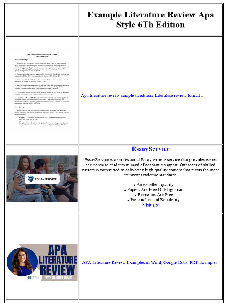Example Literature Review Apa Style 6th Edition | PDF | Apa Style ...