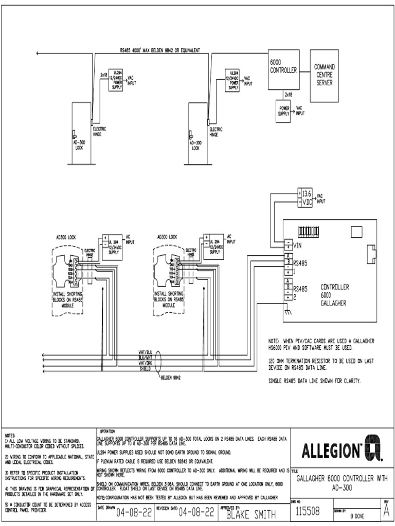 Gallagher 6000 Controller With AD-300 Wiring Diagram 115508 | PDF