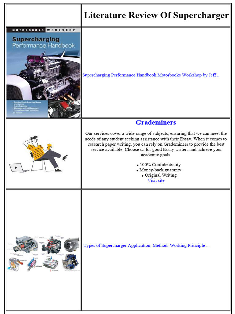 Literature Review of Supercharger | PDF | Engines | Turbocharger