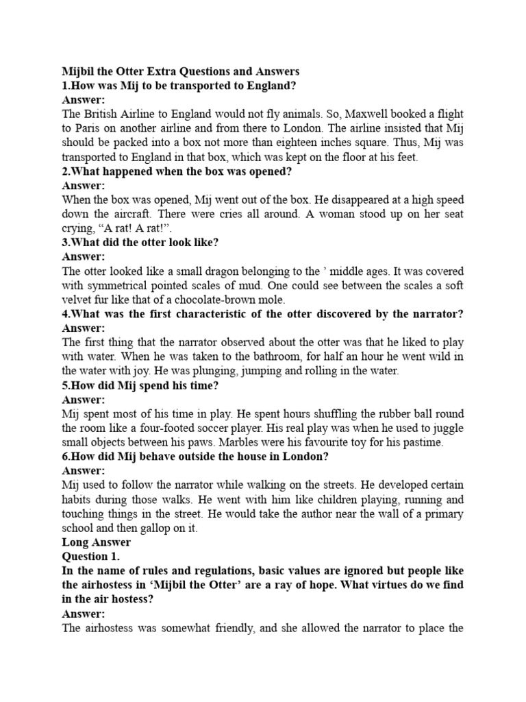Mijbil The Otter Questions and Answers | PDF