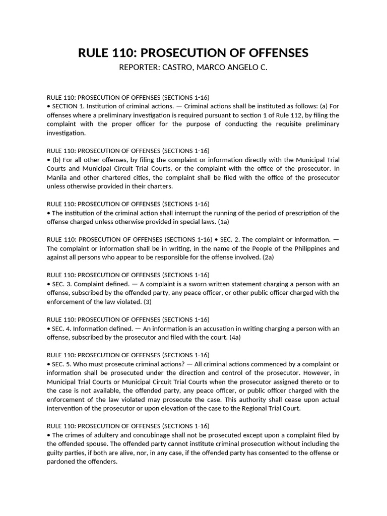Rule 110 Prosecution of The Offenses | PDF | Prosecutor | Complaint