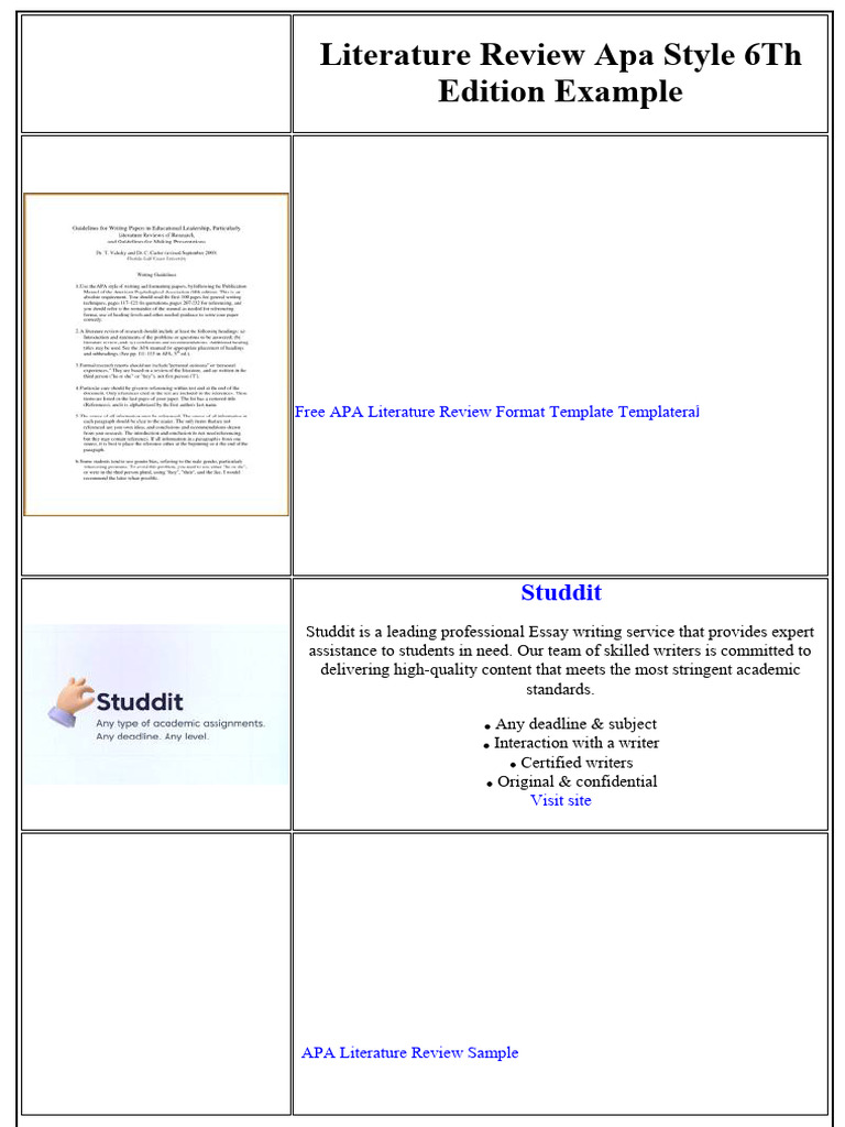 Literature Review Apa Style 6th Edition Example | PDF | Apa Style | Essays