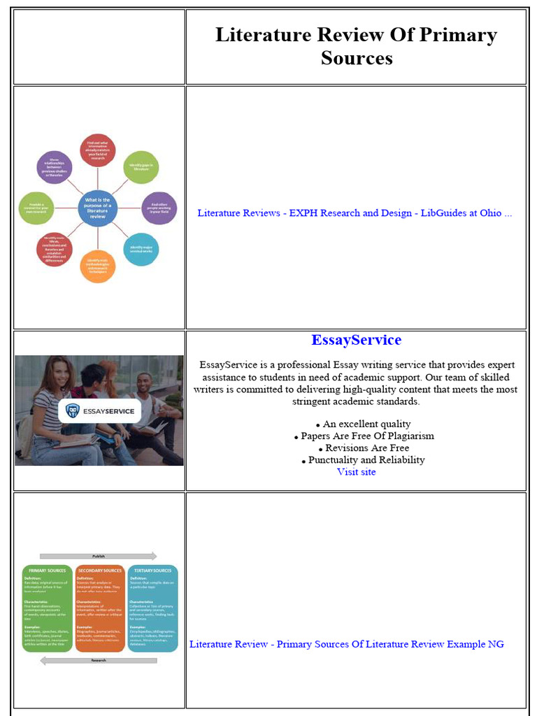 Literature Review of Primary Sources | PDF | Essays | Thesis