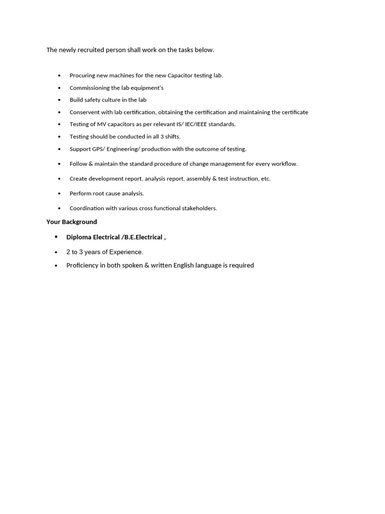 R&D Test Lab Engineer | PDF