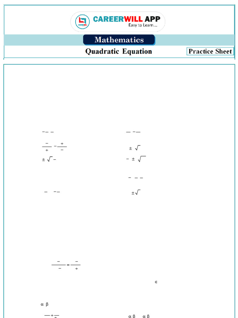 Conditions for Quadratic Inequalities | PDF | Quadratic Equation ...