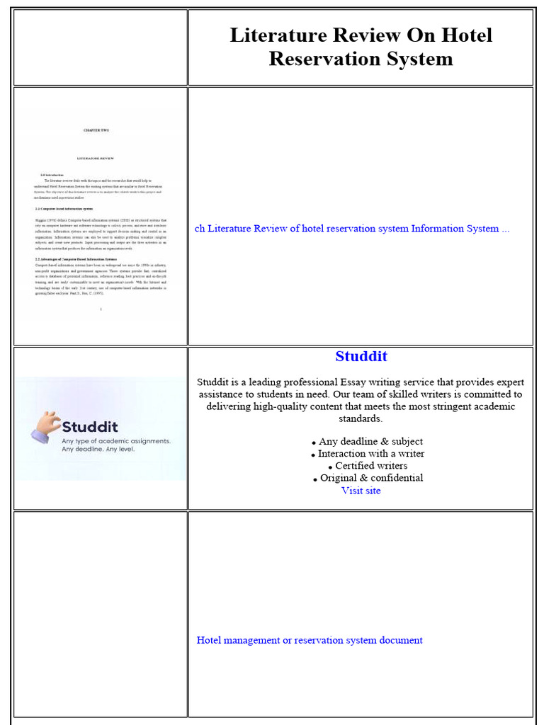 Literature Review on Hotel Reservation System | PDF | Hotel | Essays