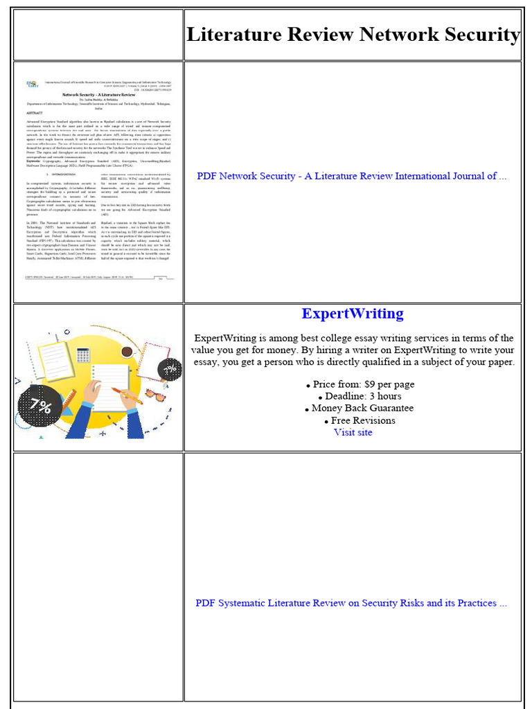 Literature Review Network Security | PDF | Information Security | Cloud Computing