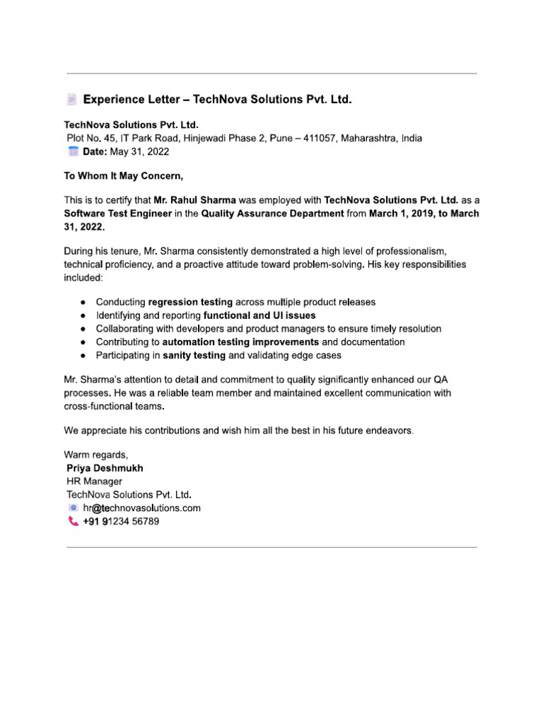 EXP Letter 1 | PDF
