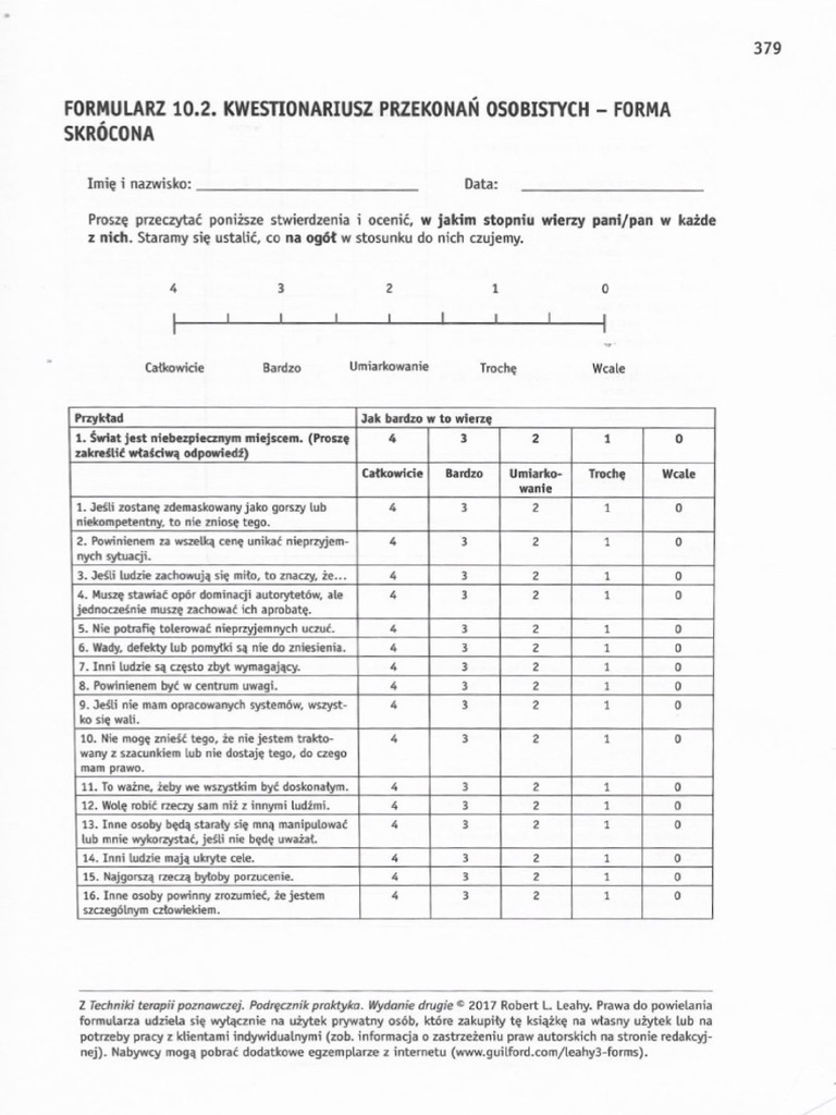 Kwestionariusz Przekonań Osobistych | PDF