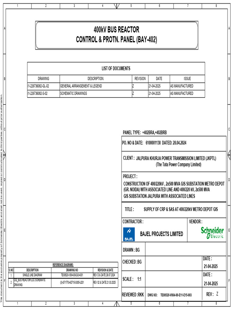 I1-226736082-Gl-S-02 400kv Bus Reactor Control & Relay Panel (Bay-402 ...