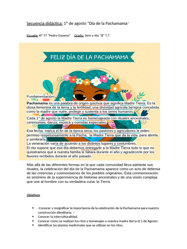 Celebración del Día de la Pachamama | PDF