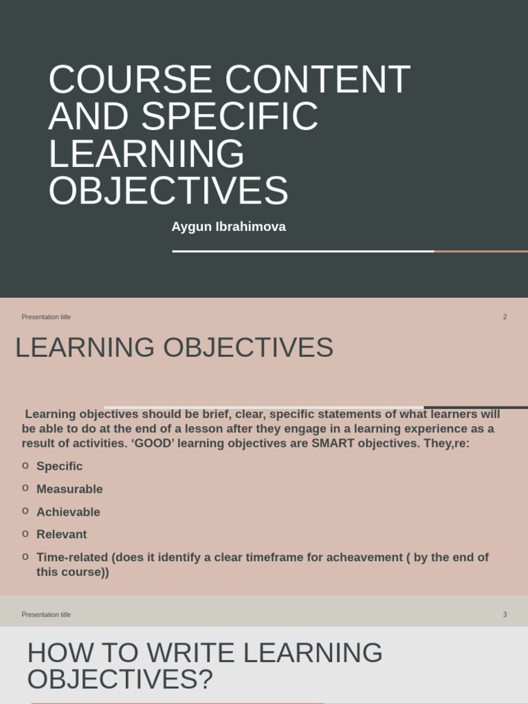 Course Content and Learning Objectives | PDF | Educational Technology ...