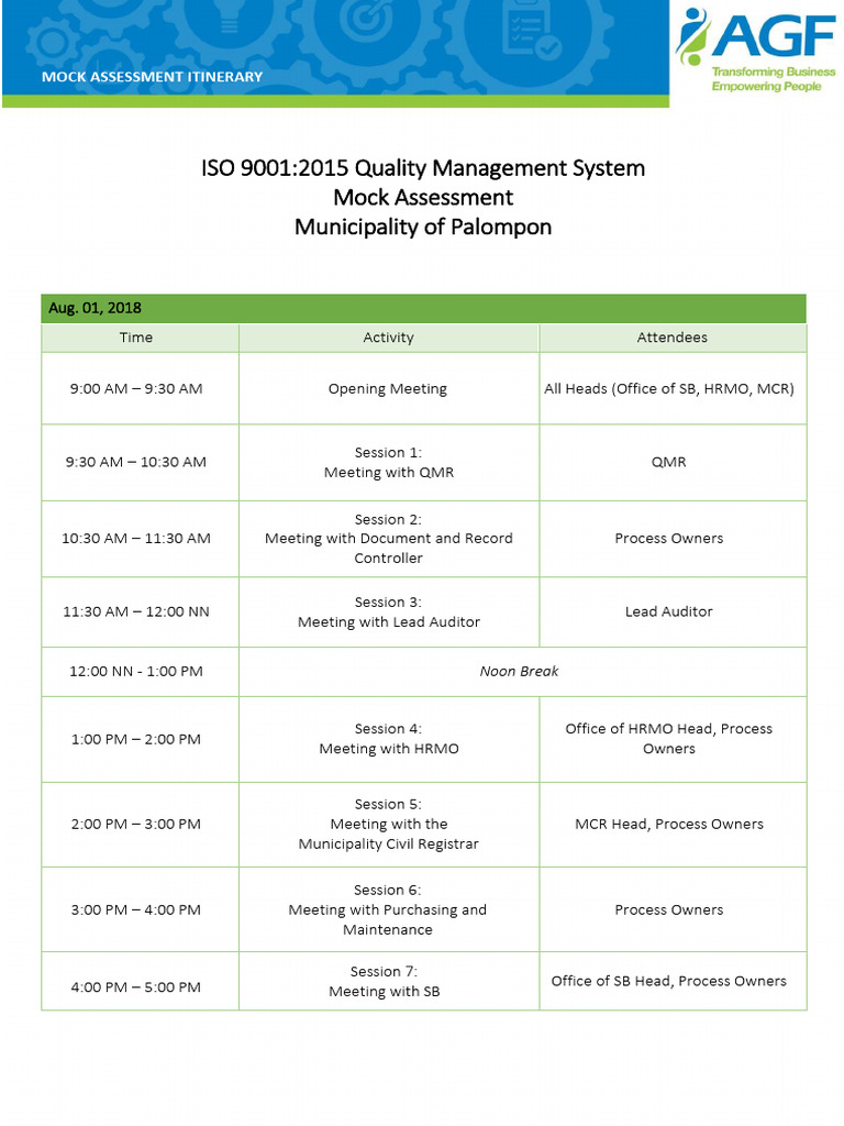 Mock Assessment - LGU Palompon | PDF | Quality Management | Quality