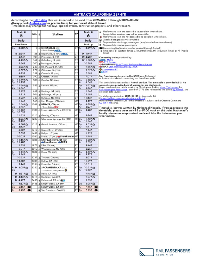 California-Zephyr-03 05 2025 | PDF | Public Transport | Amtrak