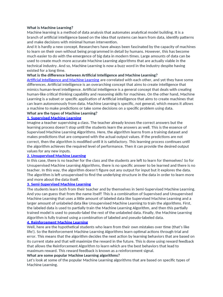 What Is Machine Learning | PDF | Machine Learning | Statistical Classification