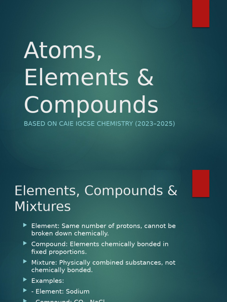 IGCSE Chemistry: Atoms & Bonding Explained | PDF | Chemical Compounds ...