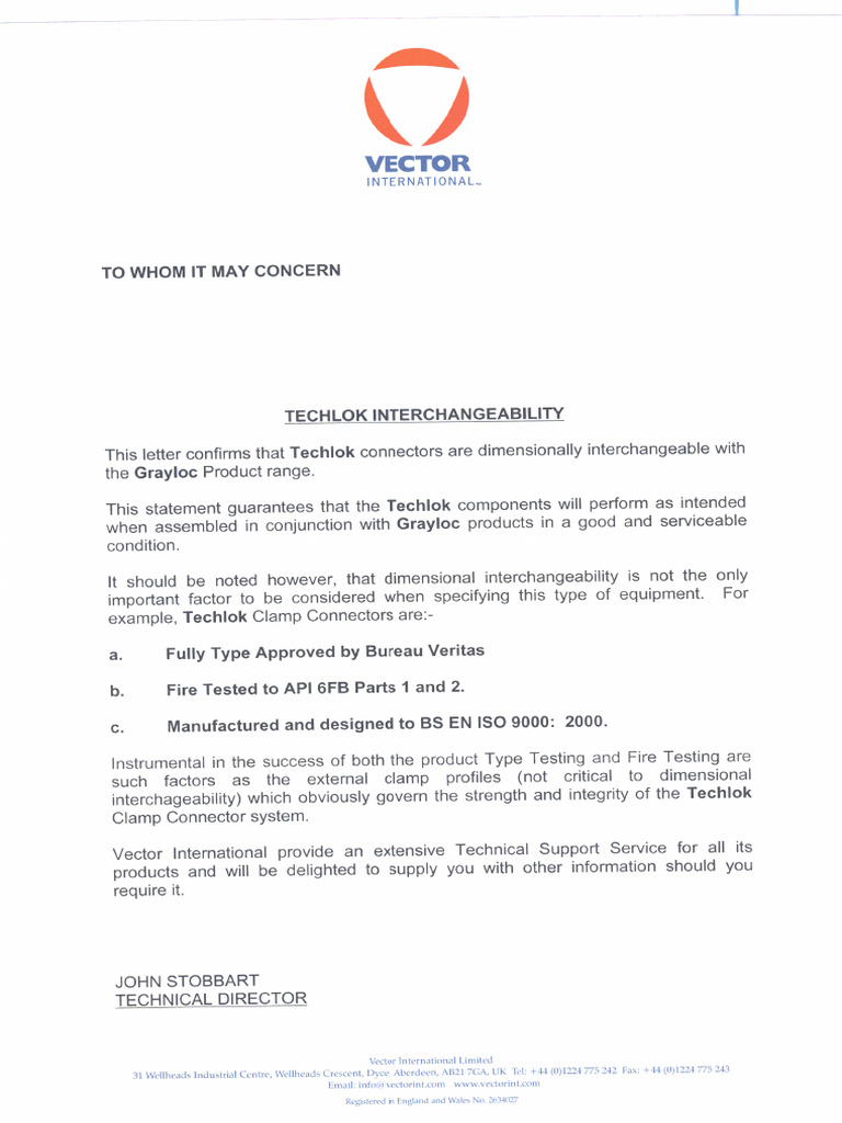 Grayloc Interchangeability Statement | PDF