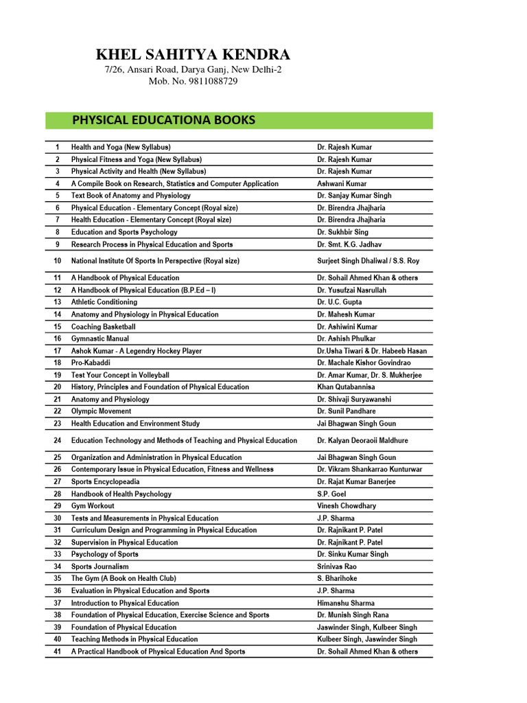Physical Education Books Catalog | PDF