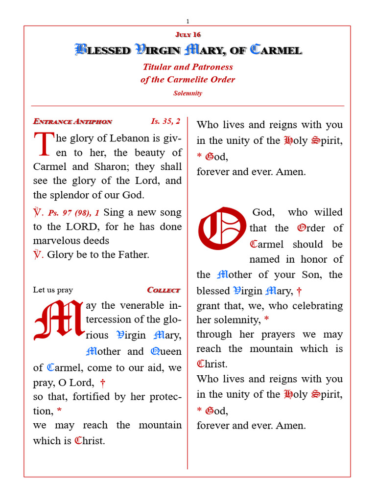07.16 - BVM of Carmel Eng A4 | PDF | Mary, Mother Of Jesus | Theology