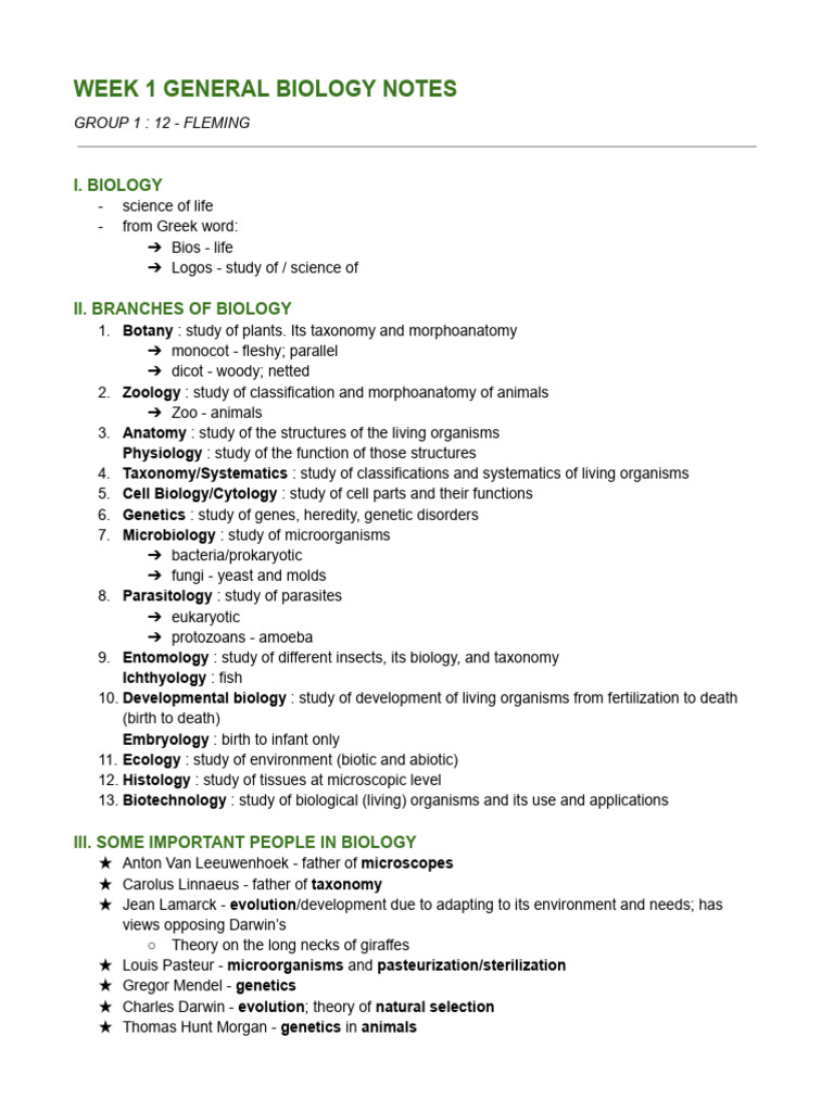 Grp1 Week 1 Genbio Notes | PDF | Biology | Reproduction