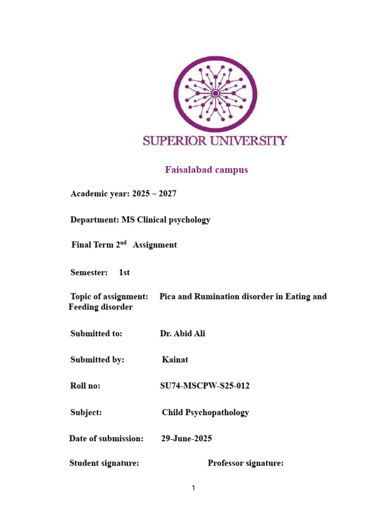 Pica and Rumination Disorder Overview | PDF | Gastroesophageal Reflux ...