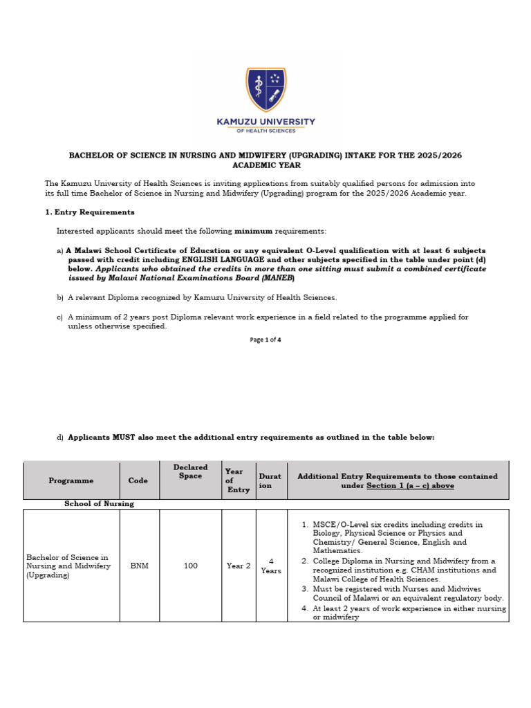 KUHES Nursing Upgrading Intake 2025/2026 | PDF | Bachelor's Degree ...