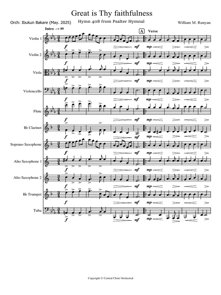 Great Is Thy Faithfulness - Central Choir Orchestral Unit-Score - and ...