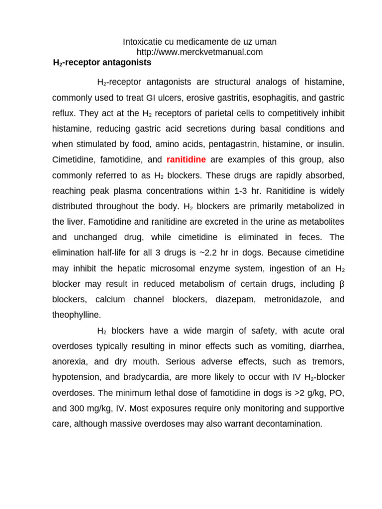 H2 Blockers and Barbiturates Toxicity Guide | PDF | Drugs Acting On The ...