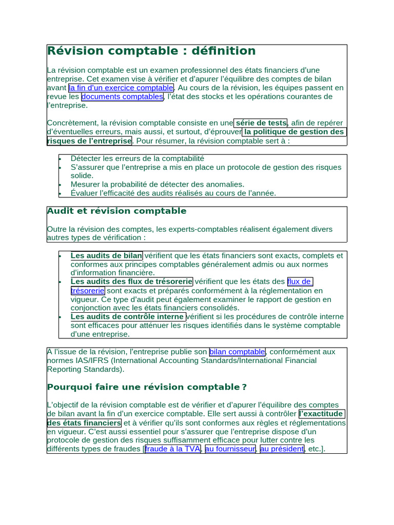 Révision comptable : enjeux et méthodologie | PDF | Comptabilité | Audit