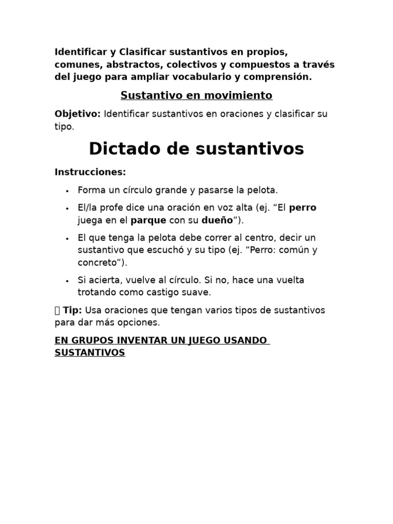 Identificar y Clasificar Sustantivos | PDF