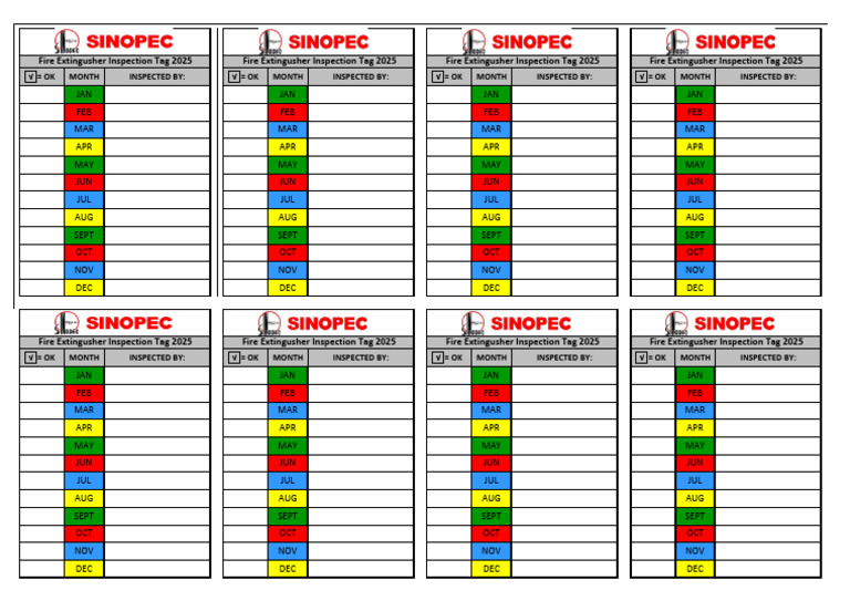 Fire Extinguisher Inspection Tag 2025 | PDF