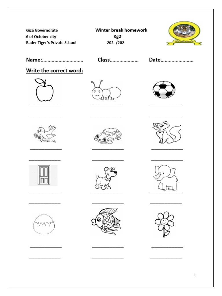 KG2 English Winter Homework 2024/2025 | PDF | Home | Room